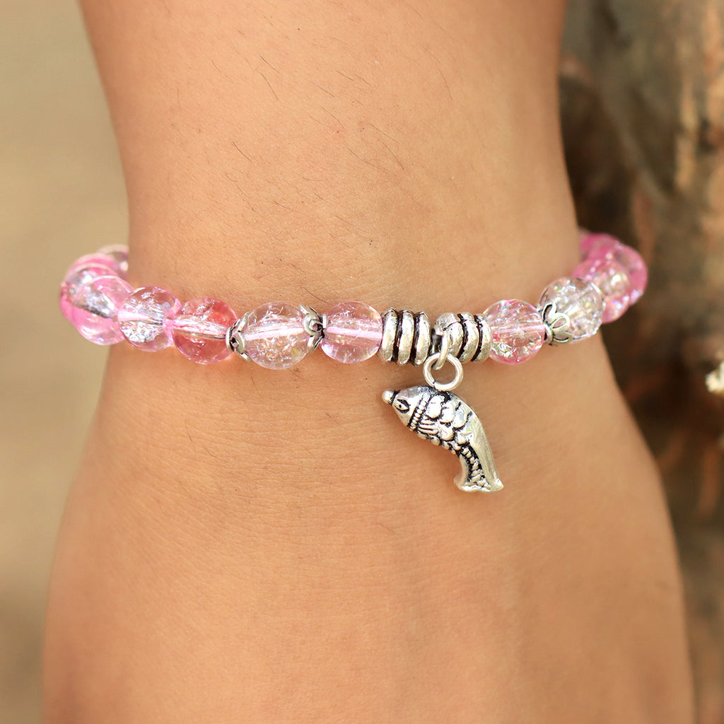 Pink Gemstone Stretch Bracelet in Sterling Silver Fish – Eri Silvers