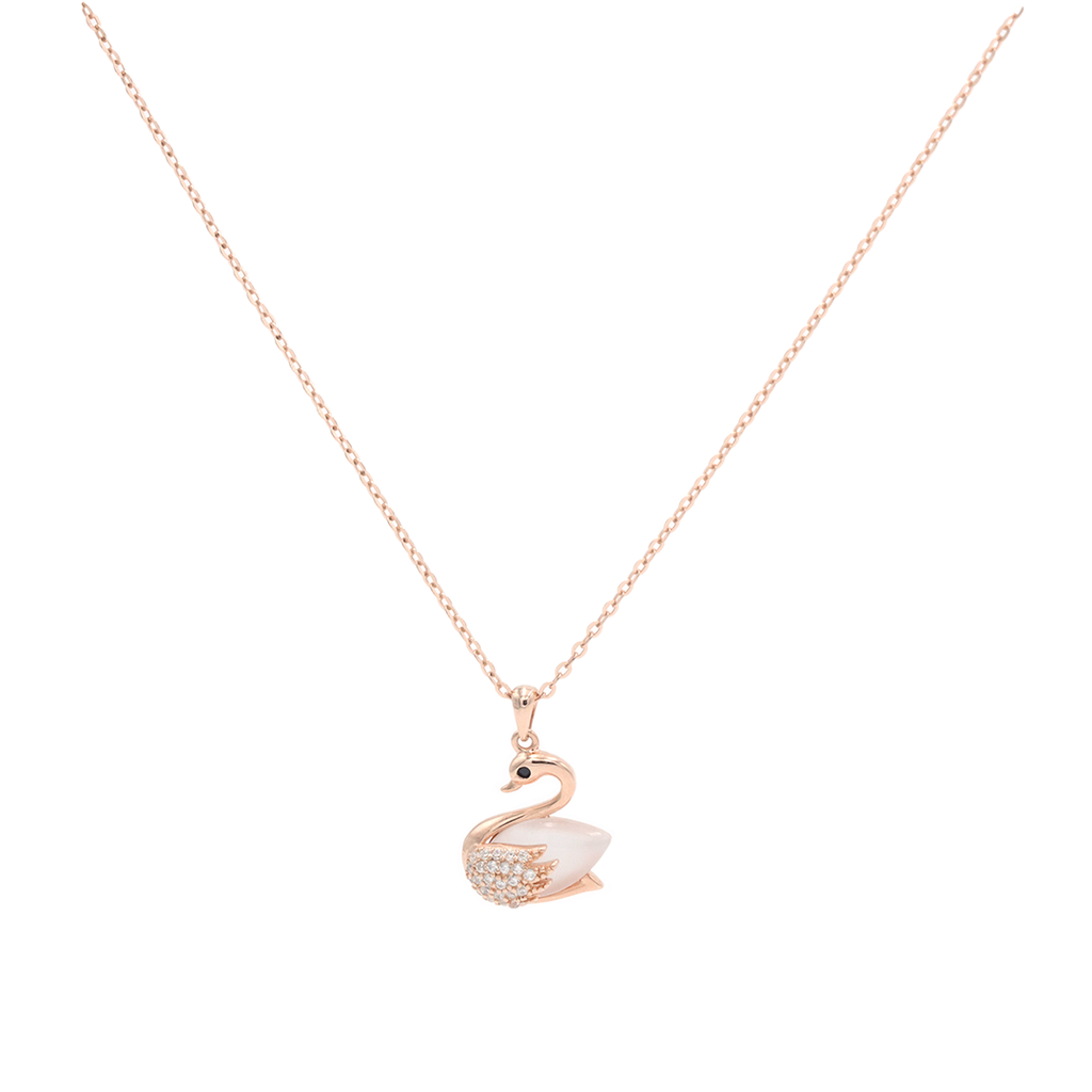 Rose gold swan shape diamond pendant with chain – Eri Silvers