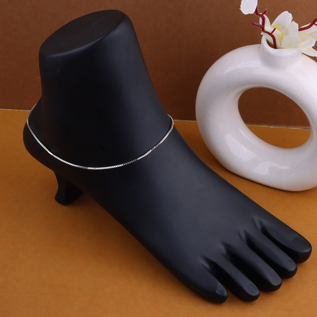 Silver Box Chain Anklet – Eri Silvers