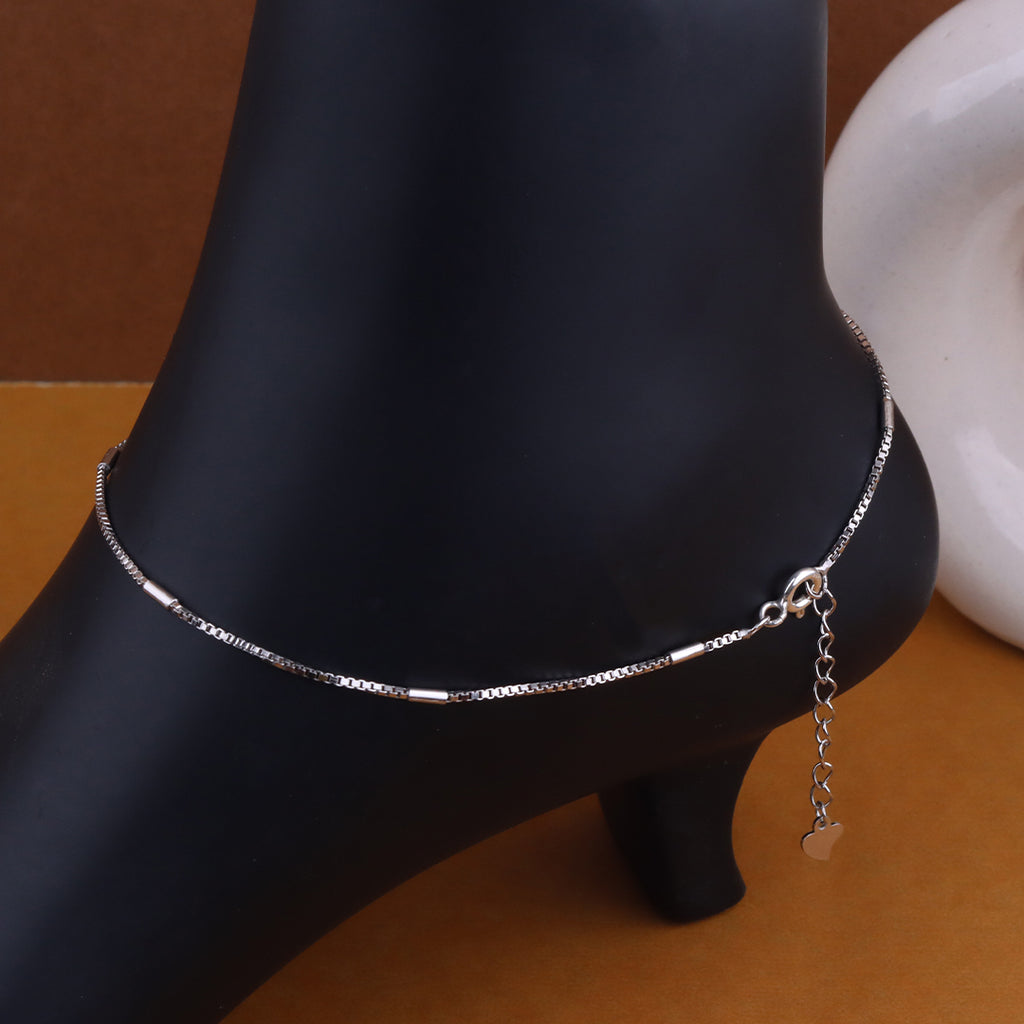 Silver Box Chain Anklet – Eri Silvers