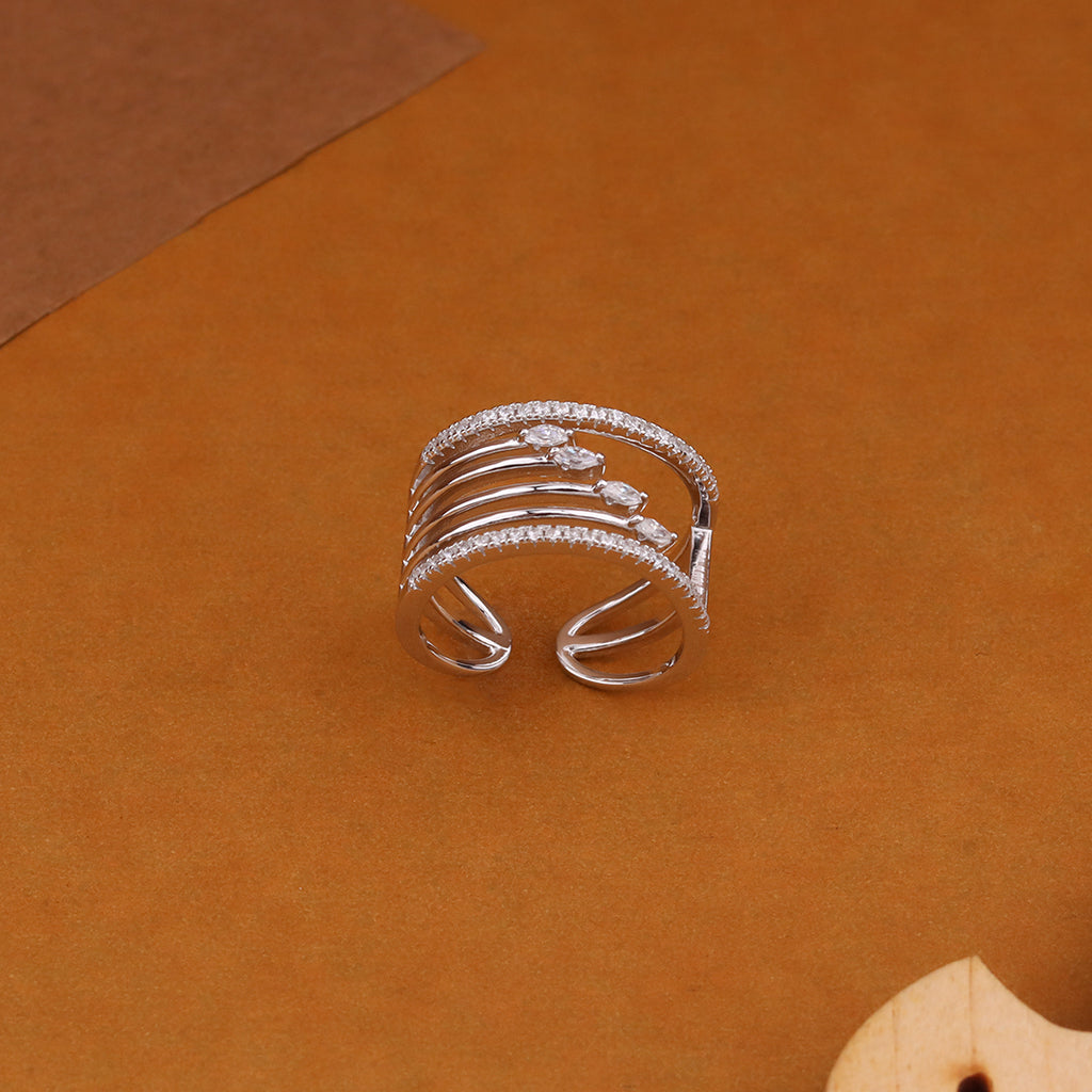 Modern six Layer Silver Ring with Clover Design – Eri Silvers