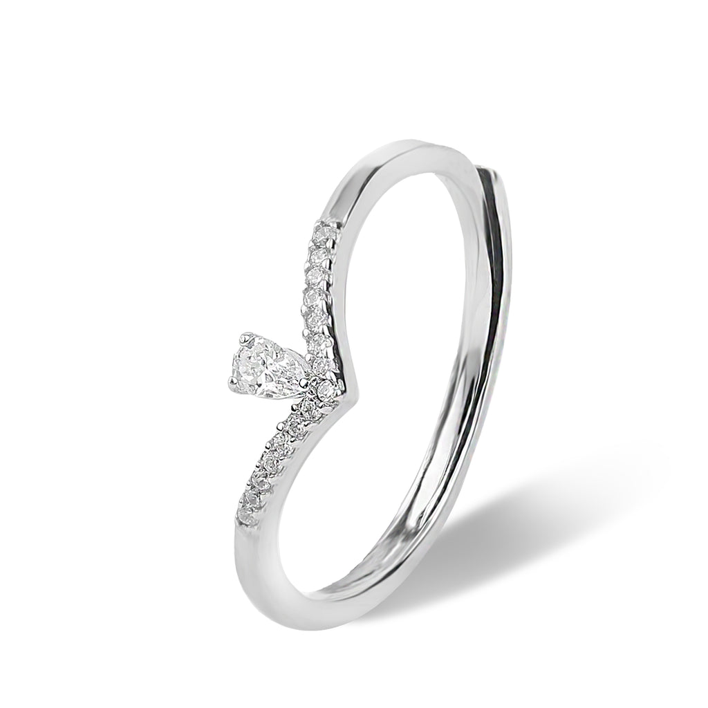Stunning Silver Pear Cut V Shape Diamond Ring | Shop Now – Eri Silvers