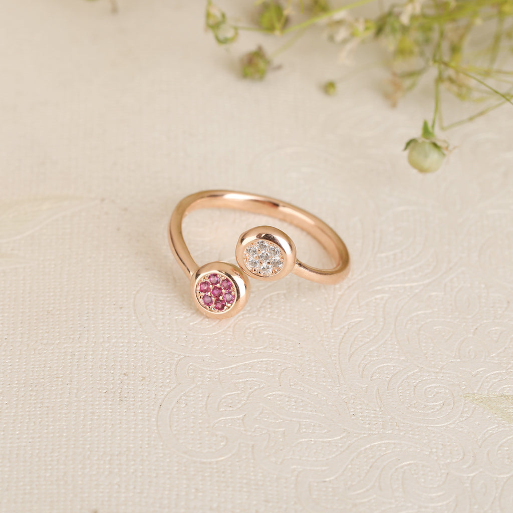 Rose gold double round ring with adjustable size – Eri Silvers
